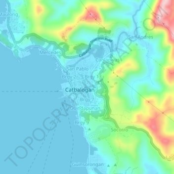Carte topographique Brgy 12, altitude, relief