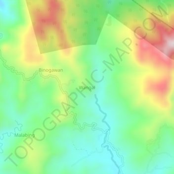 Carte topographique Wangal, altitude, relief