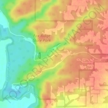 Carte topographique Fox Ridge State Park, altitude, relief