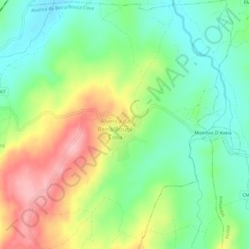 Carte topographique Alverca da Beira, altitude, relief