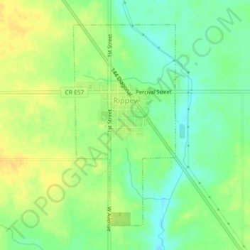 Carte topographique Rippey, altitude, relief