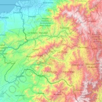 Carte topographique Loja, altitude, relief