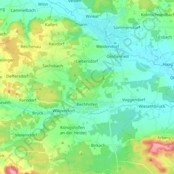 Carte topographique Bechhofen, altitude, relief