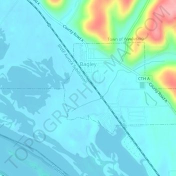 Carte topographique Bagley, altitude, relief