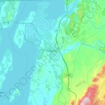 Carte topographique Swanton, altitude, relief