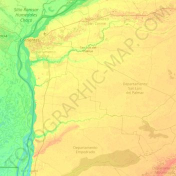 Carte topographique Municipio de San Luis del Palmar, altitude, relief
