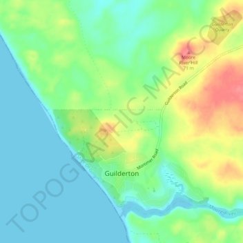 Carte topographique Guilderton, altitude, relief