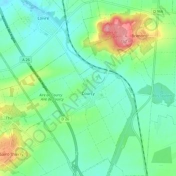 Carte topographique Courcy, altitude, relief