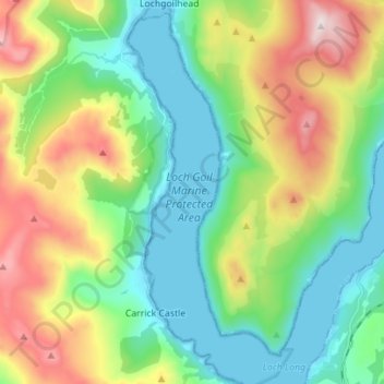 Carte topographique Loch Goil, altitude, relief