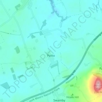 Carte topographique Potto, altitude, relief