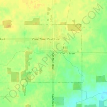 Carte topographique Waldron, altitude, relief
