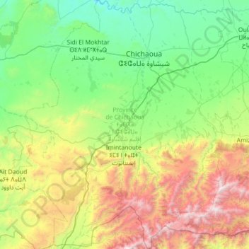 Carte topographique Province de Chichaoua, altitude, relief