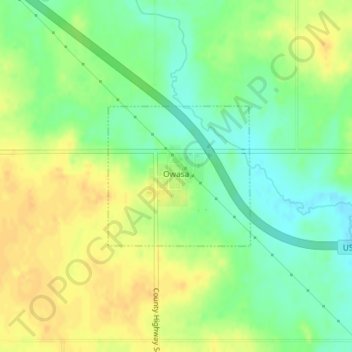 Carte topographique Owasa, altitude, relief